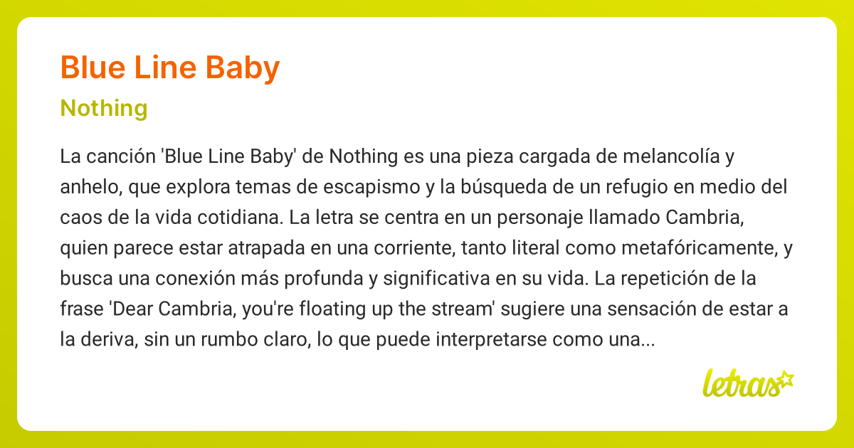 Significado de la canción BLUE LINE BABY (Nothing) - LETRAS.COM