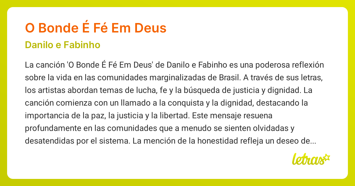 Significado de la canción O BONDE É FÉ EM DEUS (Danilo e Fabinho ...