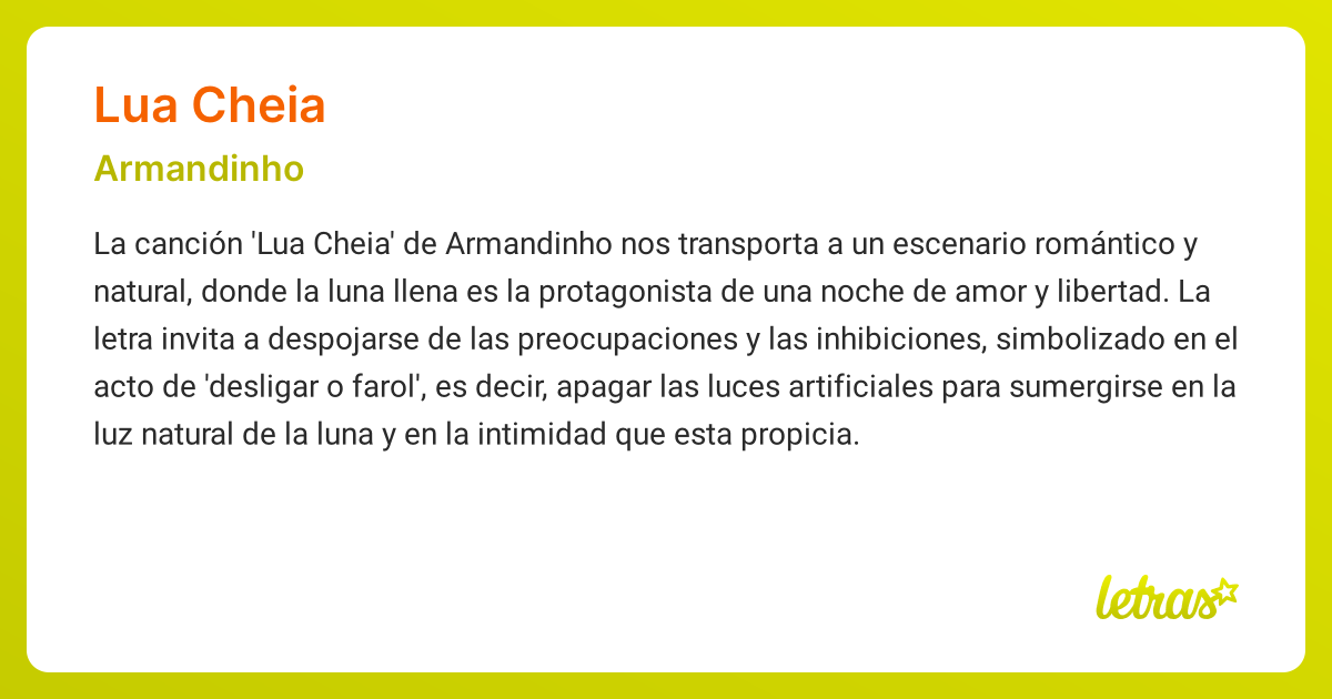 Significado de la canción LUA CHEIA (Armandinho) - LETRAS.COM