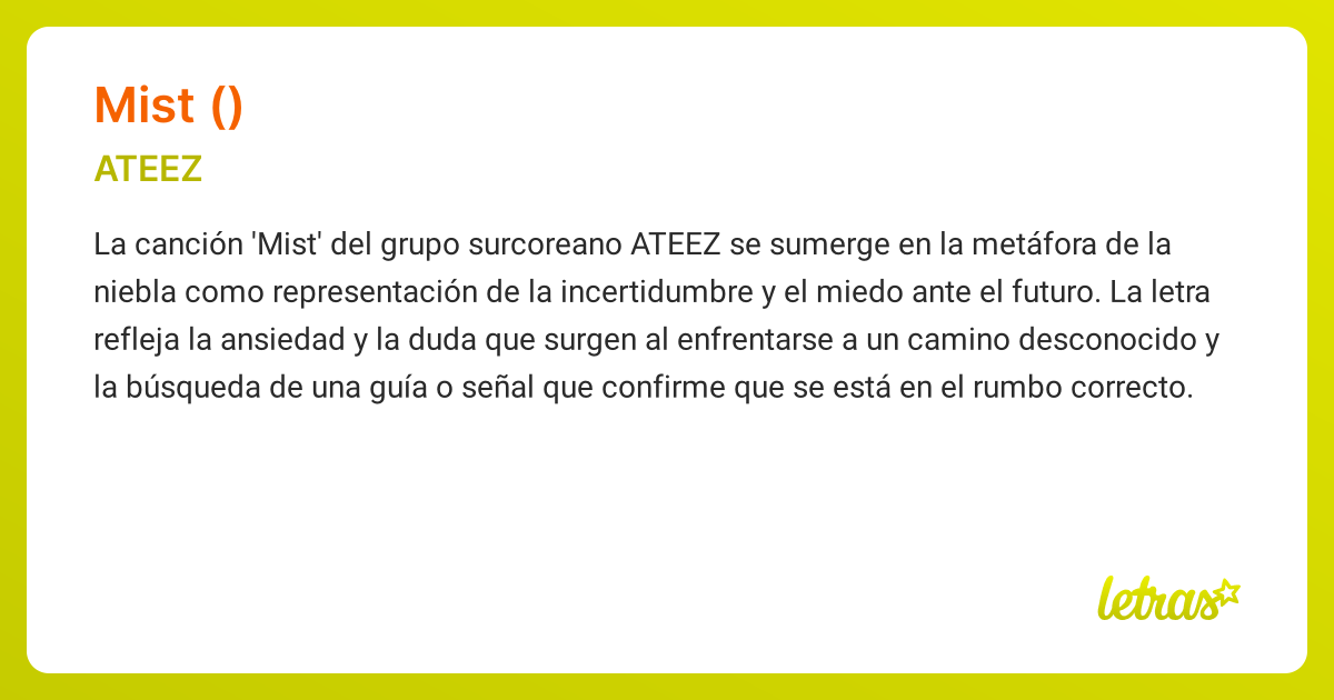 Significado de la canción MIST (안개) (ATEEZ ) - LETRAS.COM