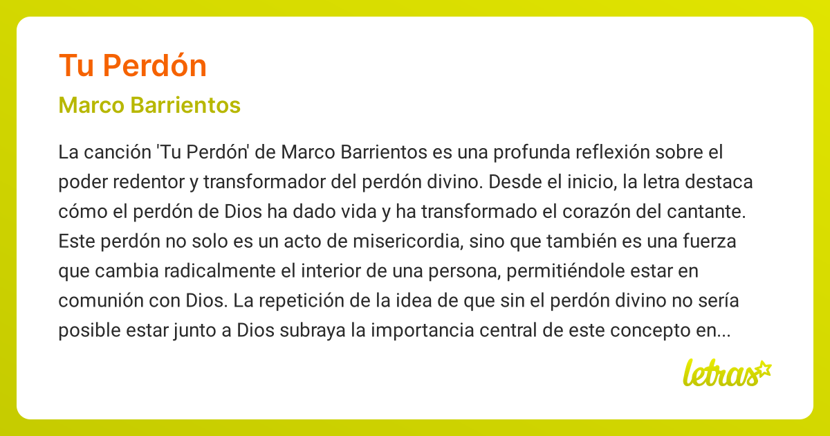 Significado de la canción TU PERDÓN (Marco Barrientos) - LETRAS.COM