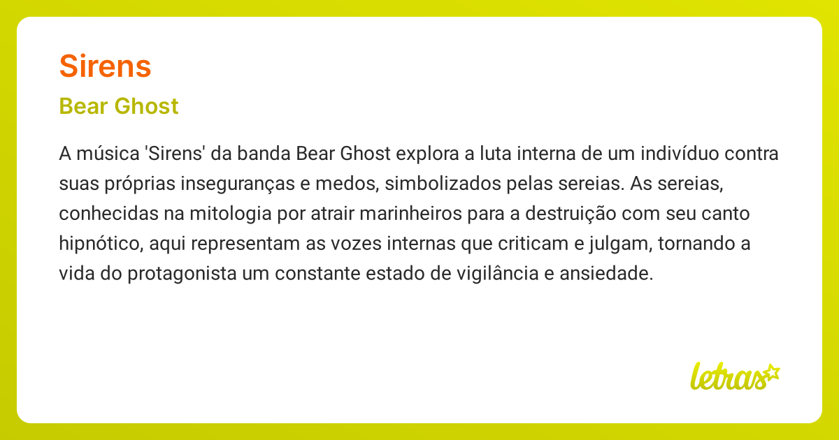 Significado da música SIRENS (Bear Ghost) - LETRAS.MUS.BR