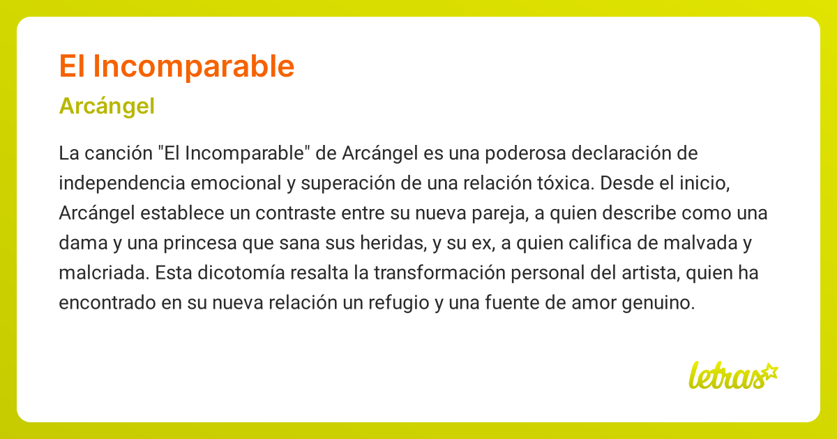 Significado de la canción EL INCOMPARABLE (Arcángel) - LETRAS.COM