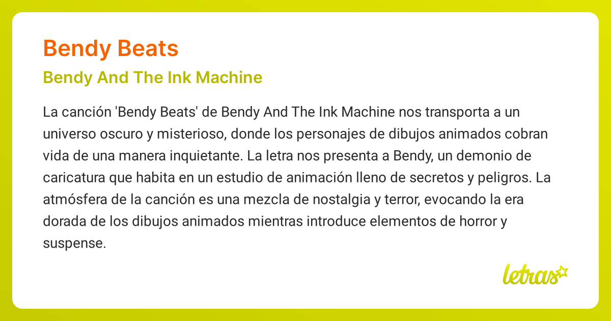 Significado de la canción BENDY BEATS (Bendy And The Ink Machine ...