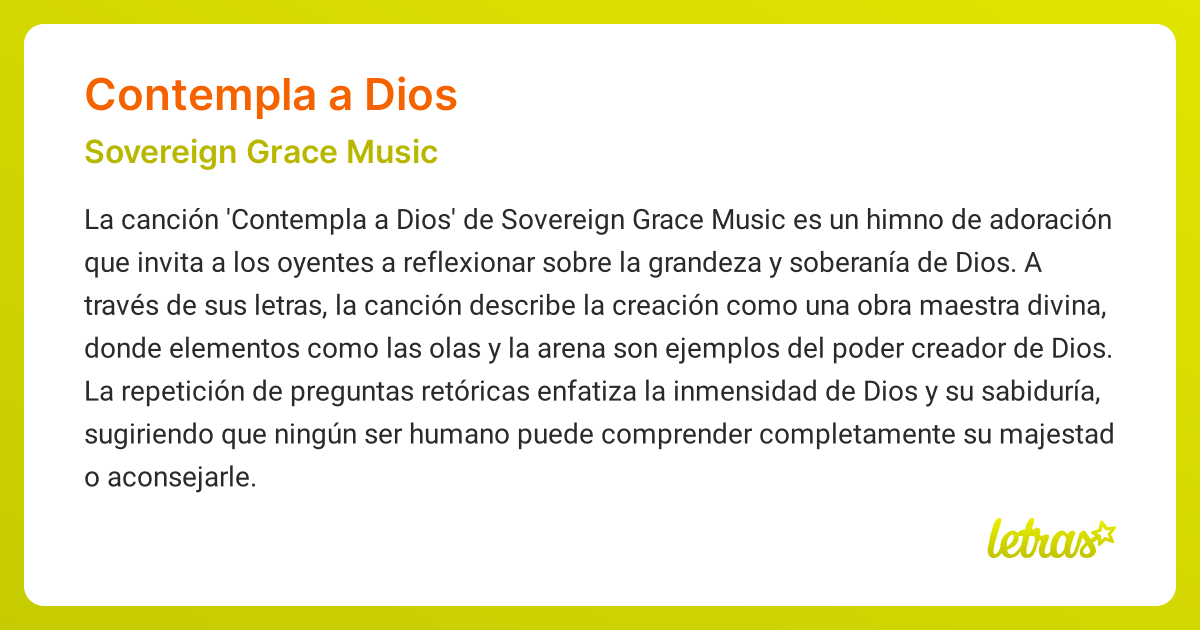 Significado de la canción CONTEMPLA A DIOS (Sovereign Grace Music ...