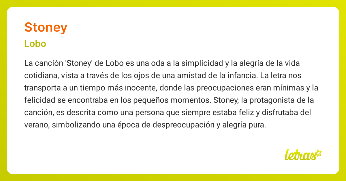 Significado de la canción STONEY (Lobo) - LETRAS.COM