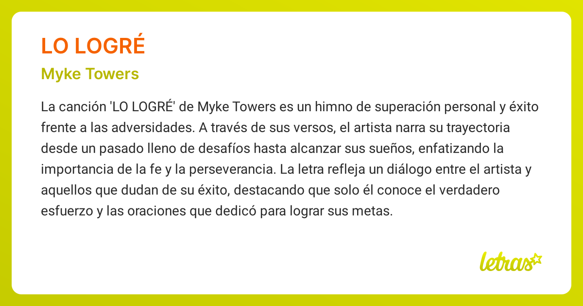Significado de la canción LO LOGRÉ (Myke Towers) - LETRAS.COM