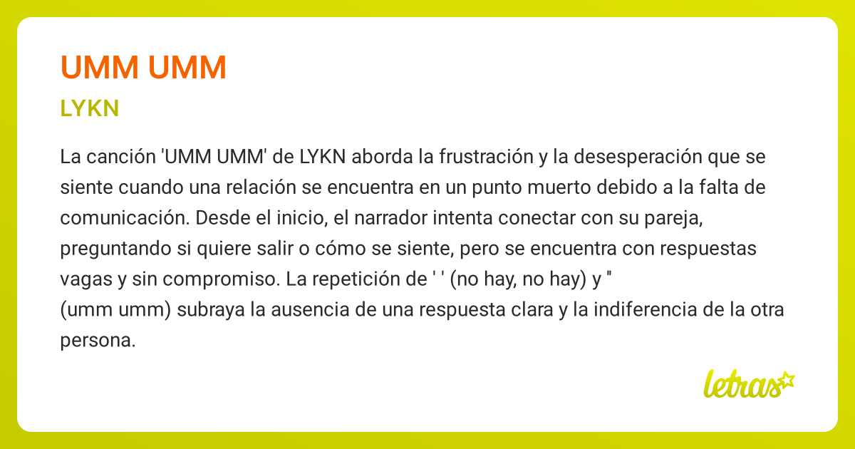 Significado de la canción UMM UMM (LYKN) - LETRAS.COM