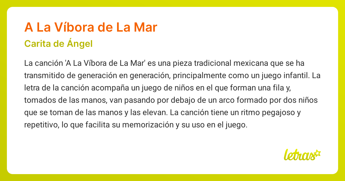 Significado de la canción A LA VÍBORA DE LA MAR (Carita de Ángel ...
