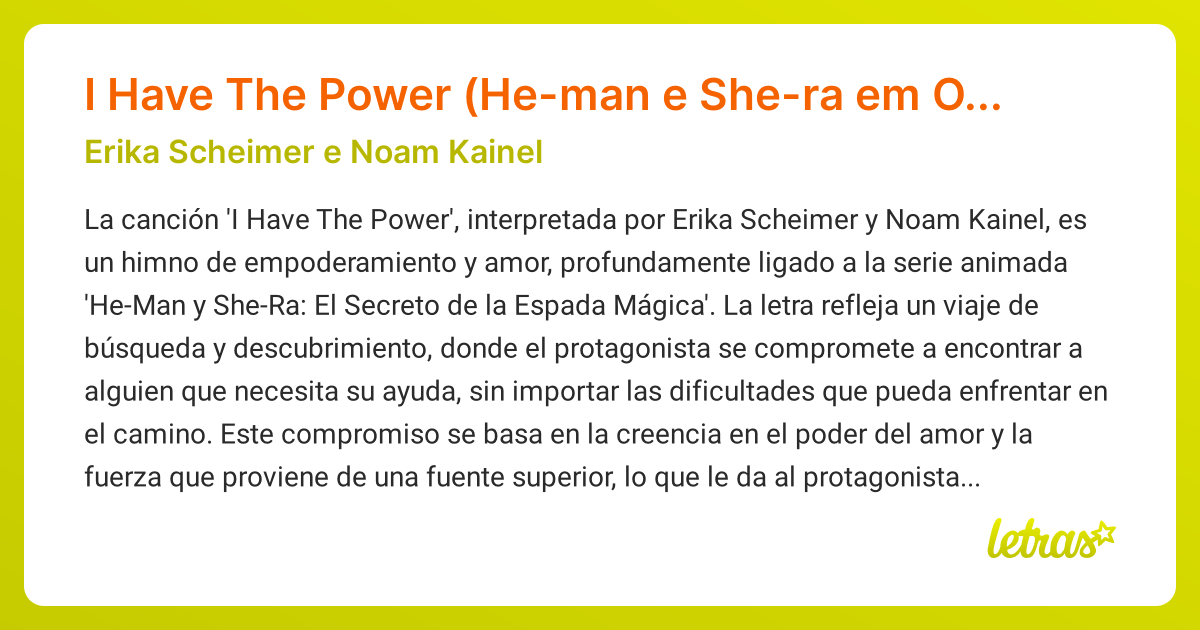 Significado de la canción I Have The Power (He-man e She-ra em O ...