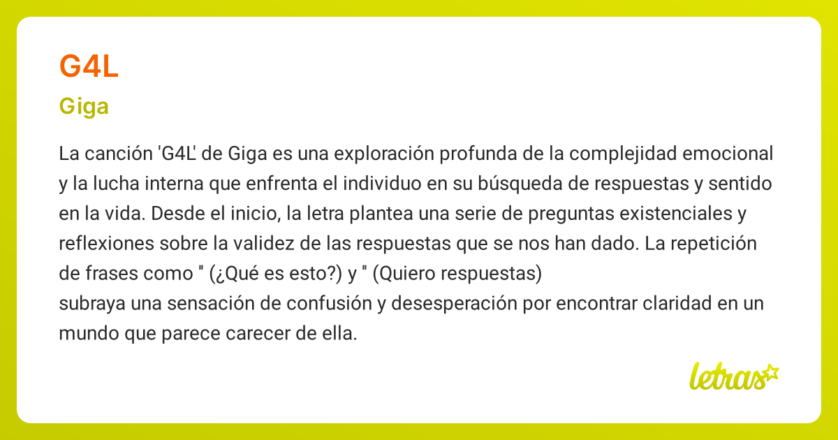 Significado de la canción G4L (Giga) - LETRAS.COM