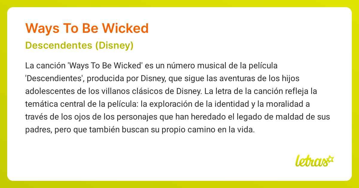 Significado de la canción WAYS TO BE WICKED (Descendentes (Disney ...