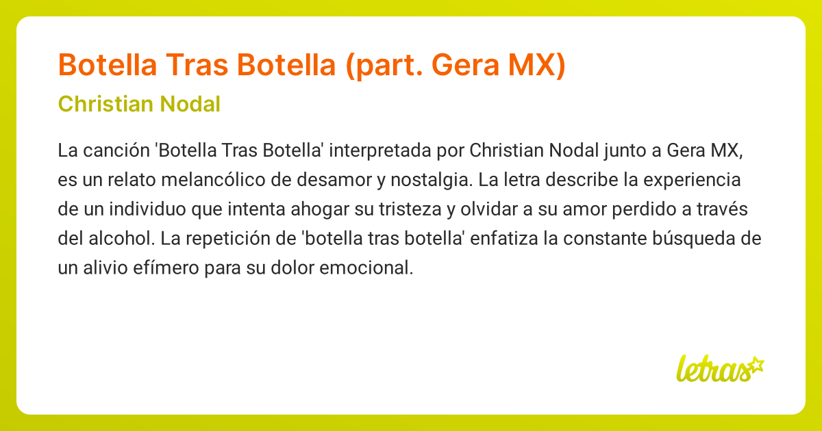 Significado de la canción Botella Tras Botella (part. Gera MX ...