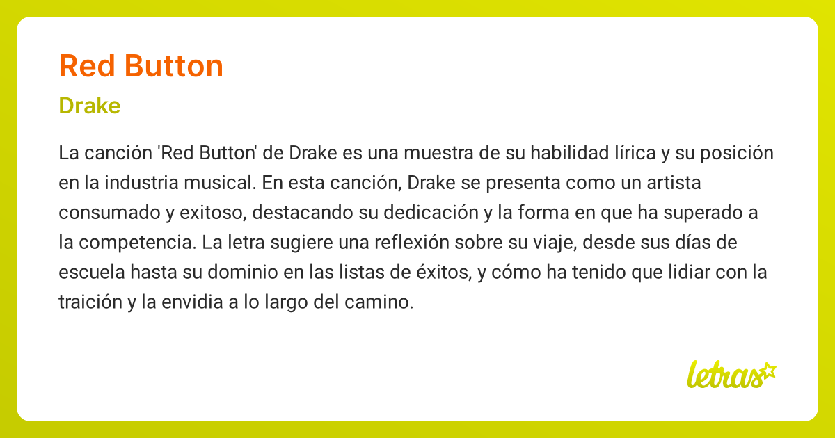 Significado de la canción RED BUTTON (Drake) - LETRAS.COM