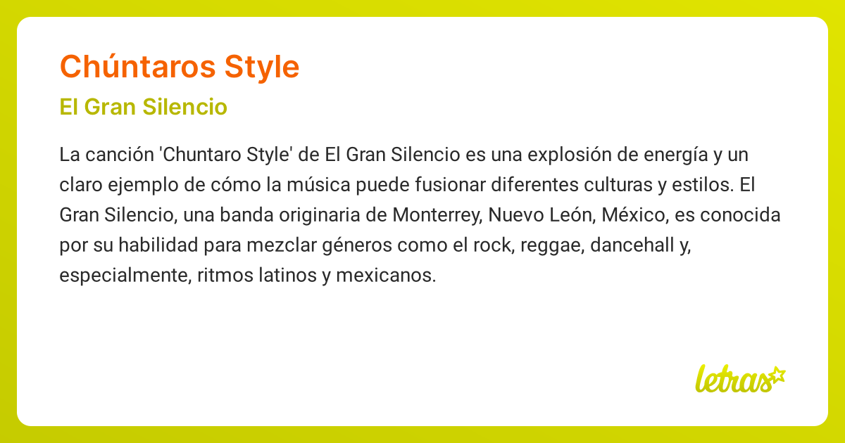 Significado de la canción CHÚNTAROS STYLE (El Gran Silencio) - LETRAS.COM