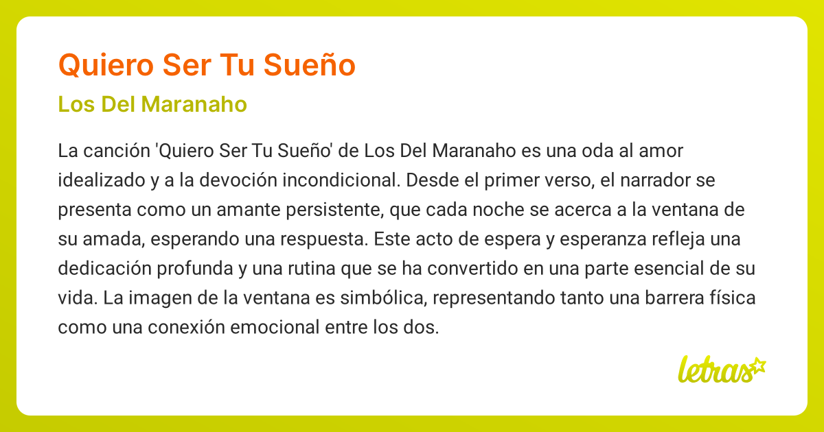 Significado de la canción QUIERO SER TU SUEÑO (Los Del Maranaho ...