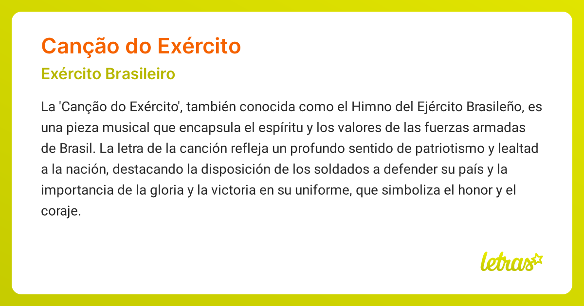Significado de la canción CANÇÃO DO EXÉRCITO (Exército Brasileiro ...