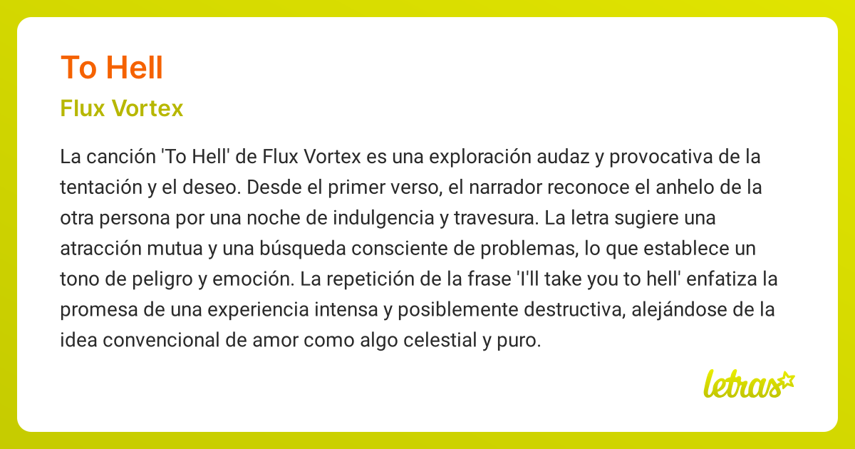 Significado de la canción TO HELL (Flux Vortex) - LETRAS.COM