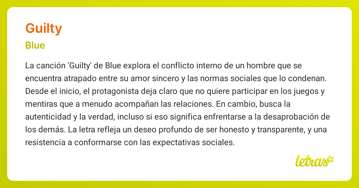 Significado de la canción GUILTY (Blue) - LETRAS.COM