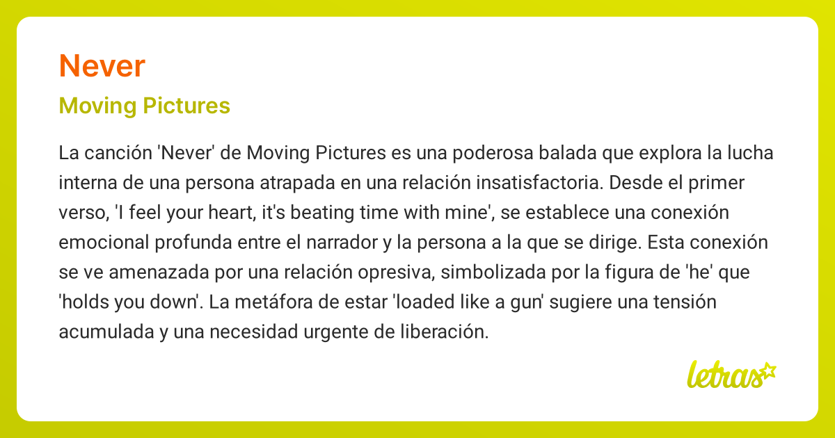 Significado de la canción NEVER (Moving Pictures) - LETRAS.COM