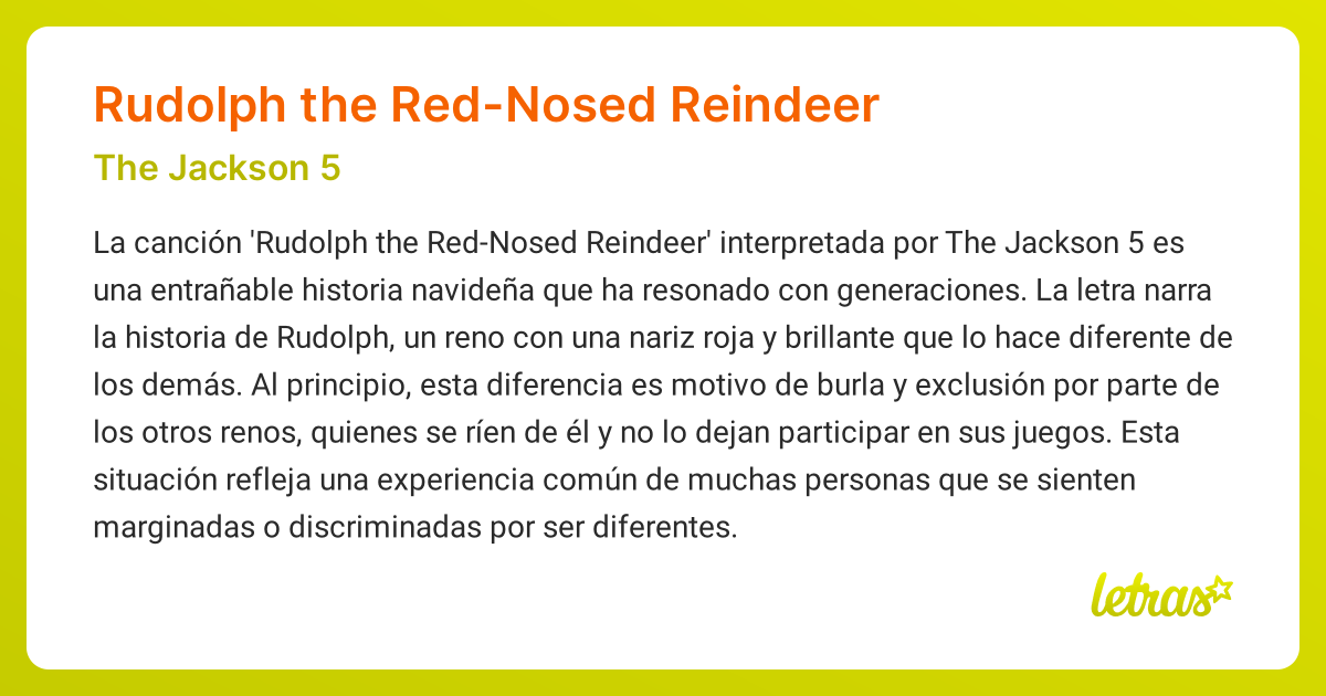 Significado de la canción RUDOLPH THE RED-NOSED REINDEER (The Jackson 5 ...