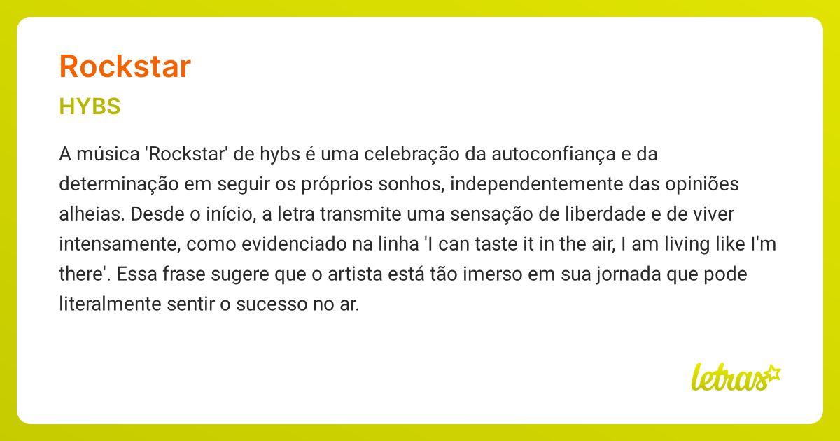 Significado da música ROCKSTAR (hybs) - LETRAS.MUS.BR