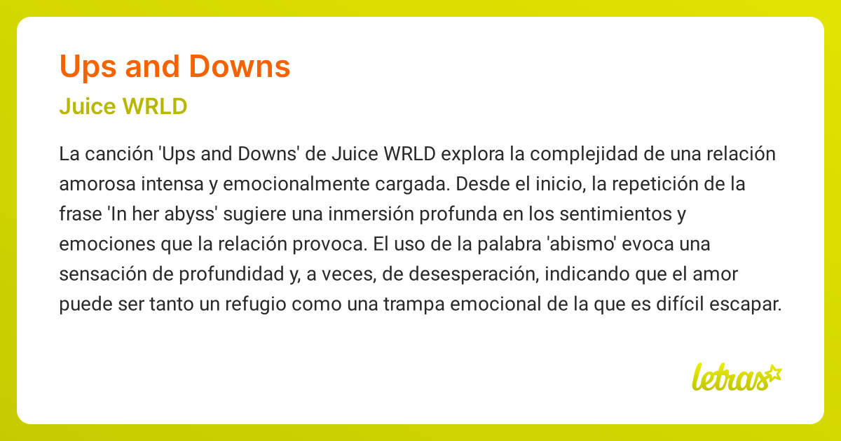 Significado de la canción UPS AND DOWNS (Juice WRLD) - LETRAS.COM