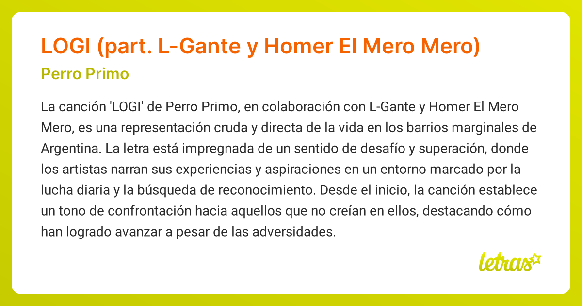 Significado de la canción LOGI (part. L-Gante y Homer El Mero Mero ...