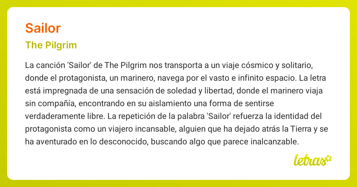 Significado de la canción SAILOR (The Pilgrim) - LETRAS.COM