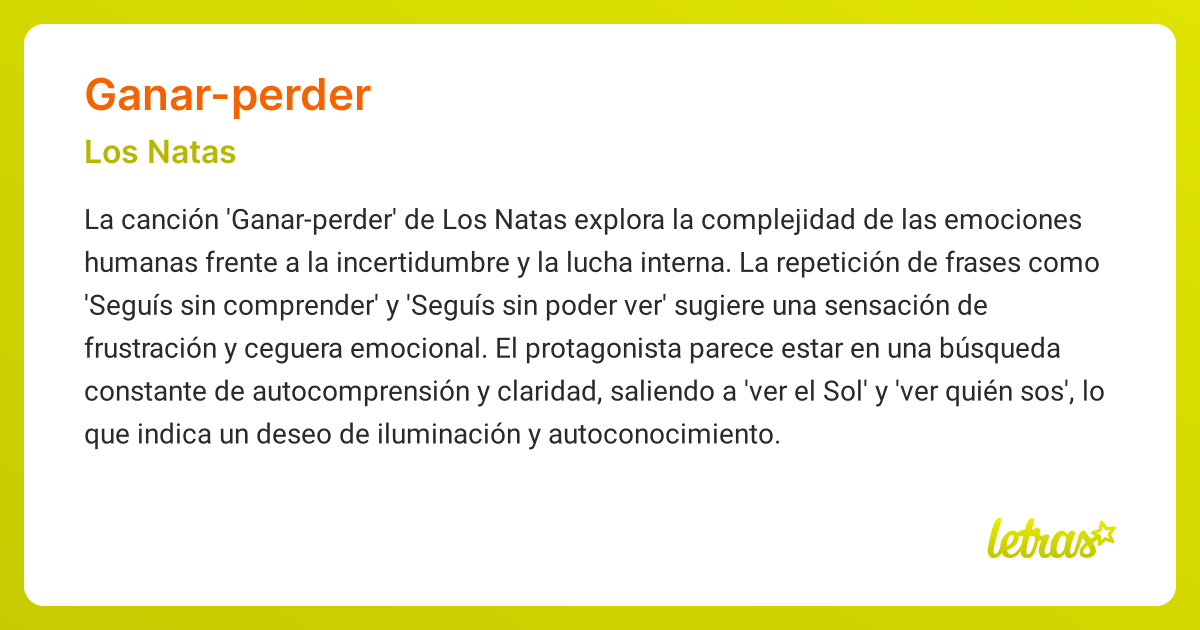 Significado de la canción GANAR-PERDER (Los Natas) - LETRAS.COM