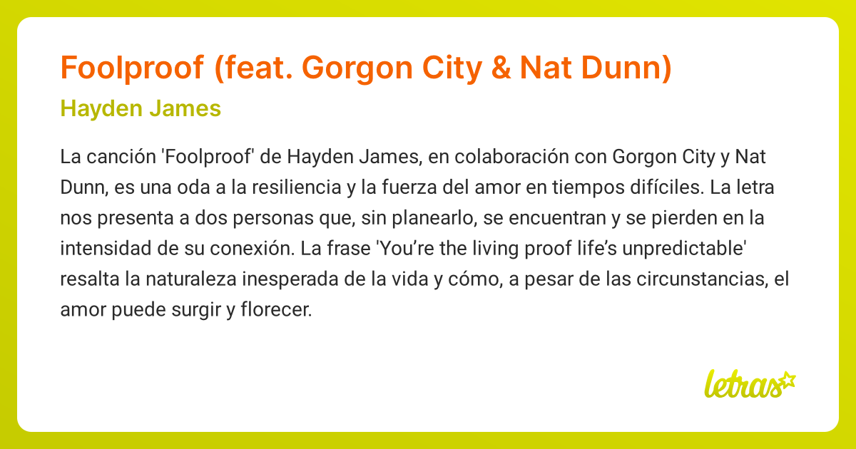 Significado de la canción Foolproof (feat. Gorgon City & Nat Dunn ...