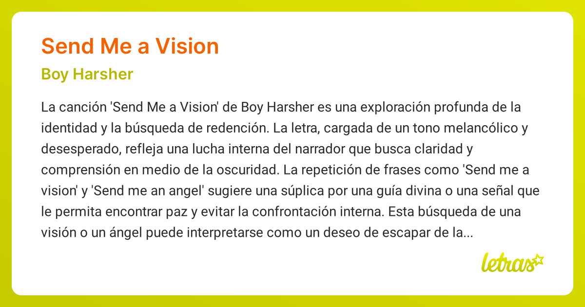Significado de la canción SEND ME A VISION (Boy Harsher) - LETRAS.COM