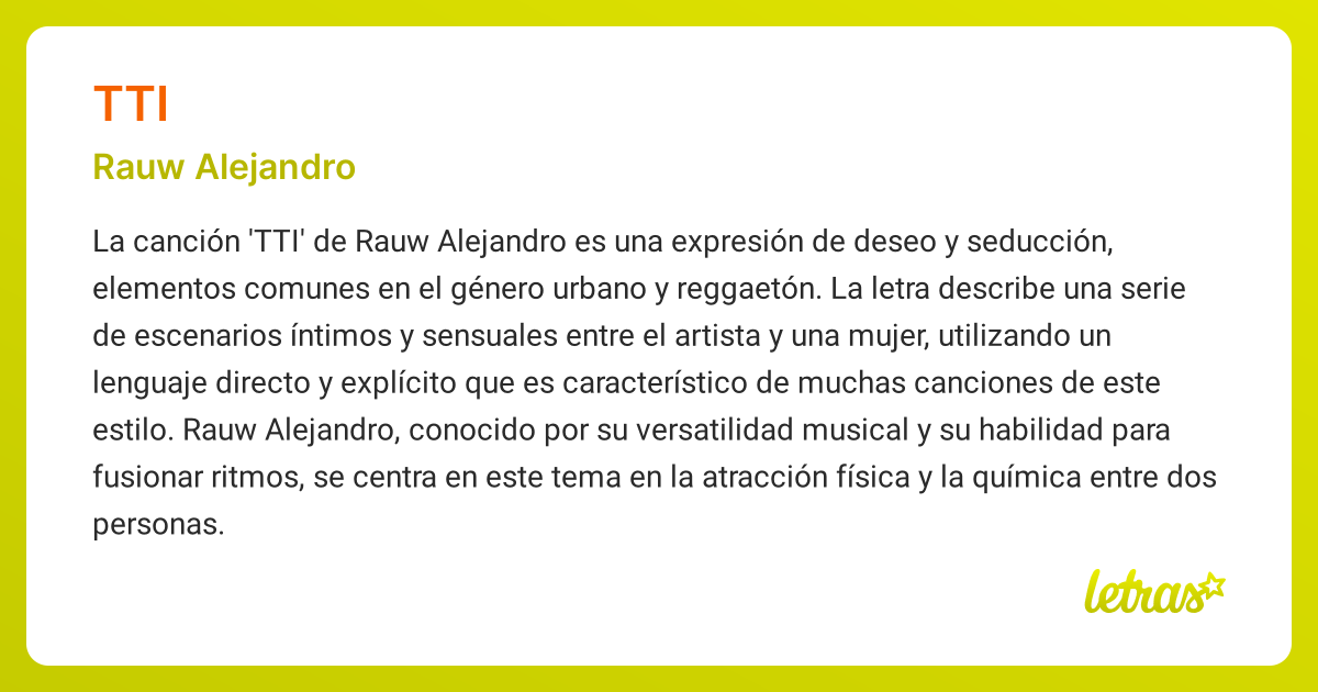 Significado de la canción TTI (Rauw Alejandro) - LETRAS.COM