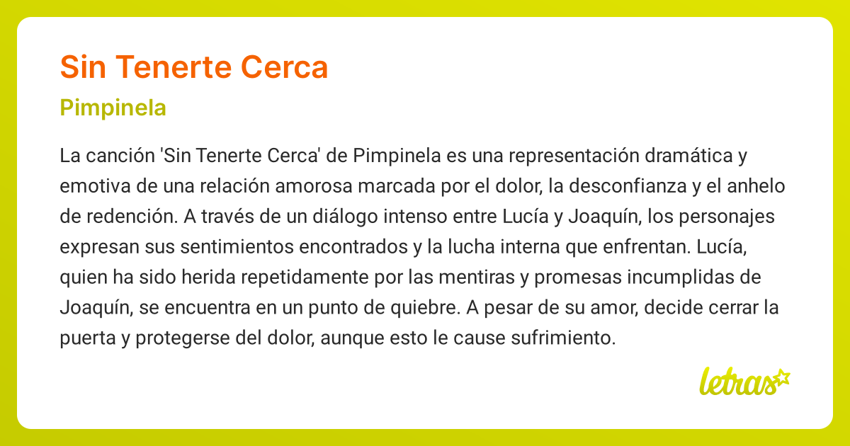 Significado de la canción SIN TENERTE CERCA (Pimpinela) - LETRAS.COM