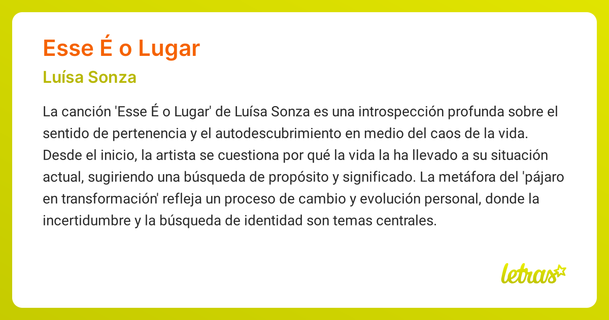 Significado de la canción ESSE É O LUGAR (Luísa Sonza) - LETRAS.COM