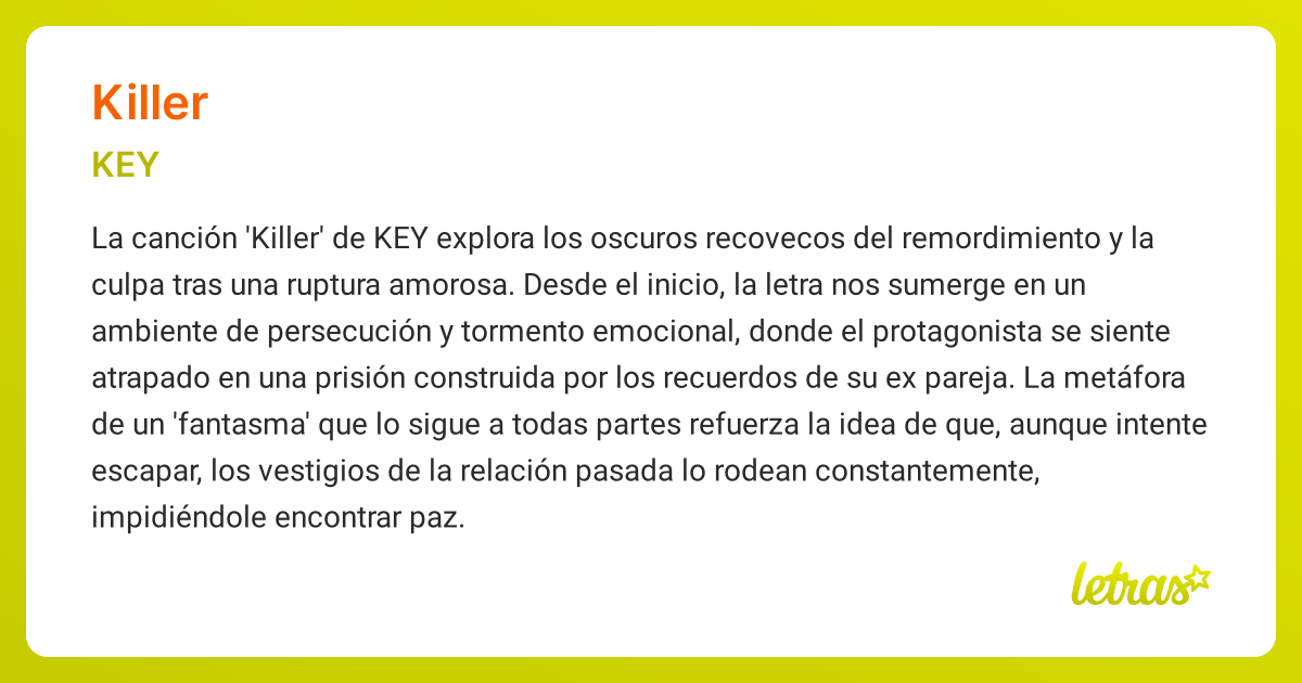 Significado de la canción KILLER (KEY) - LETRAS.COM