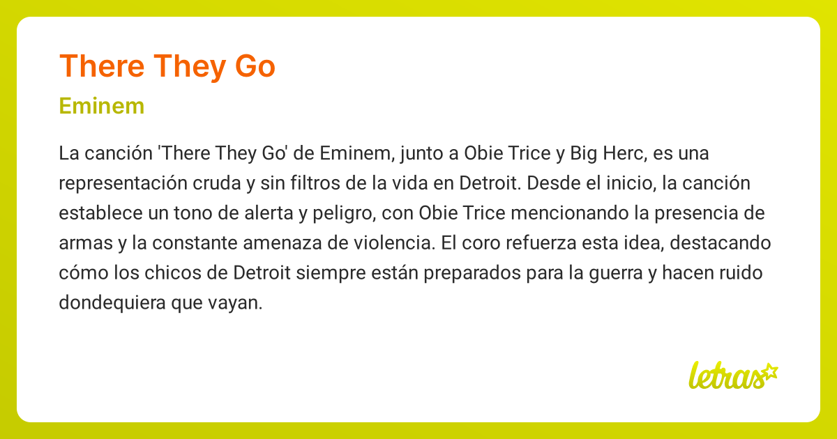 Significado de la canción THERE THEY GO (Eminem) - LETRAS.COM