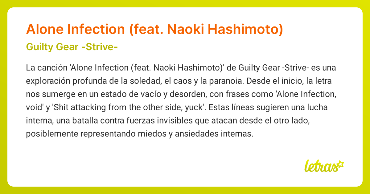 Significado de la canción Alone Infection (feat. Naoki Hashimoto ...
