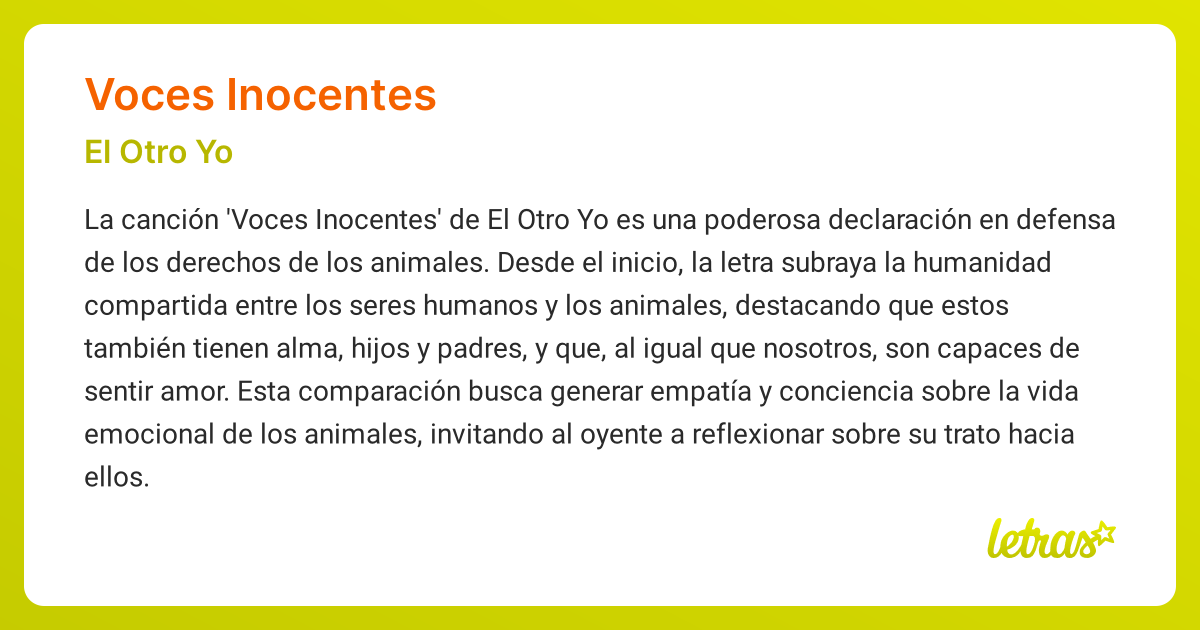 Significado de la canción VOCES INOCENTES (El Otro Yo) - LETRAS.COM
