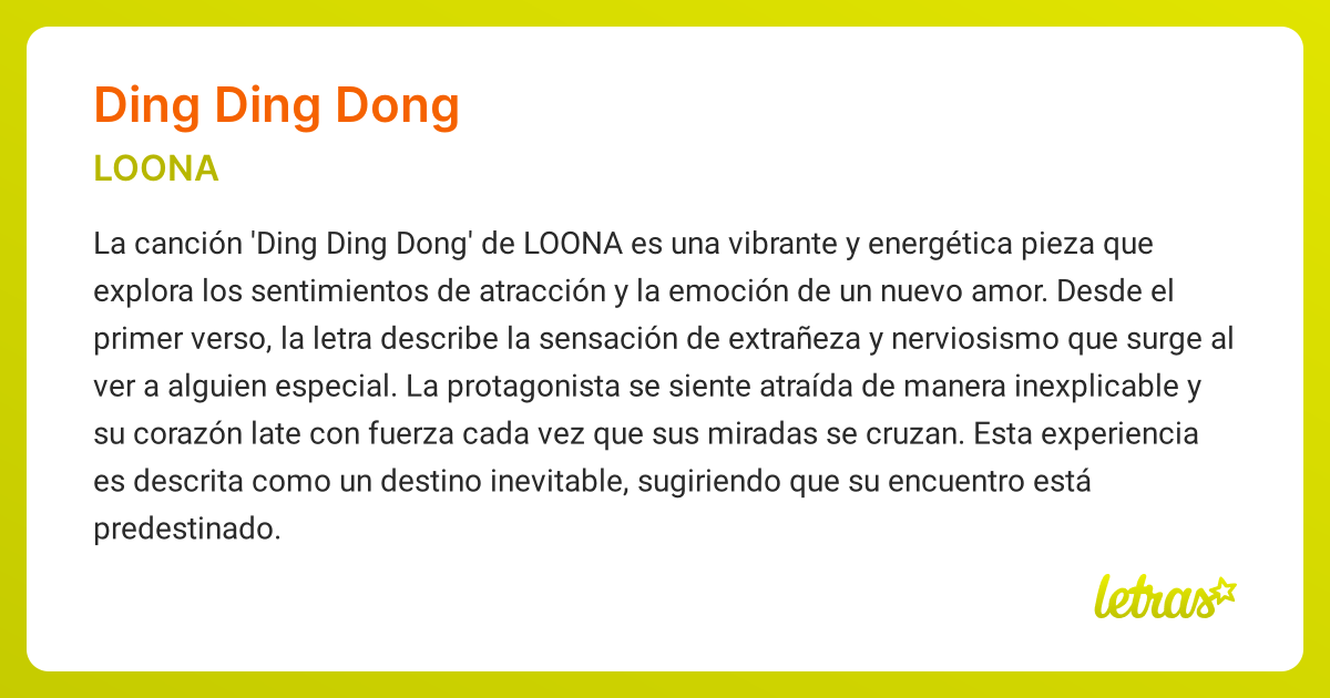 Significado de la canción DING DING DONG (LOONA ) - LETRAS.COM