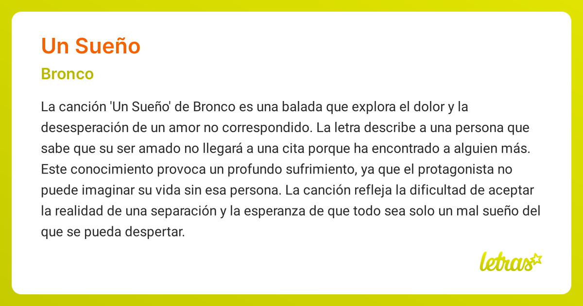 Significado de la canción UN SUEÑO (Bronco) - LETRAS.COM