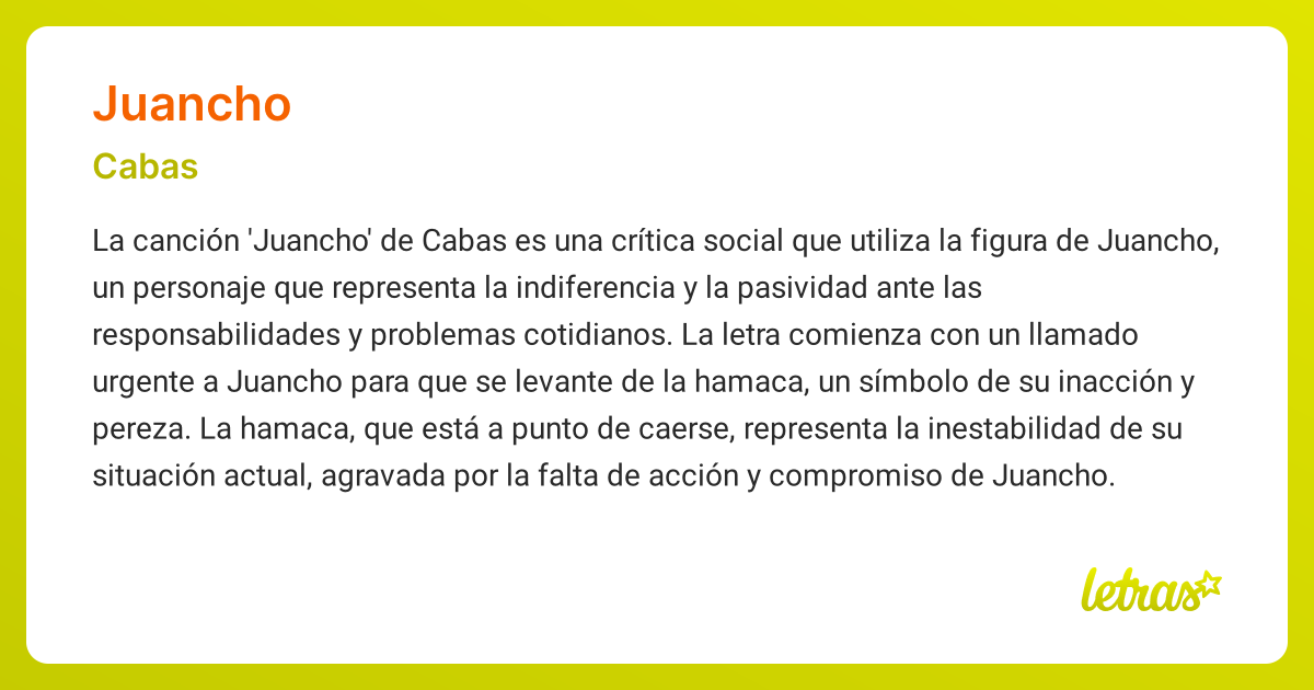 Significado de la canción JUANCHO (Cabas) - LETRAS.COM