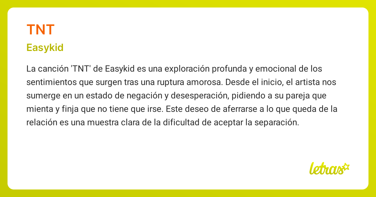 Significado de la canción TNT (Easykid) - LETRAS.COM