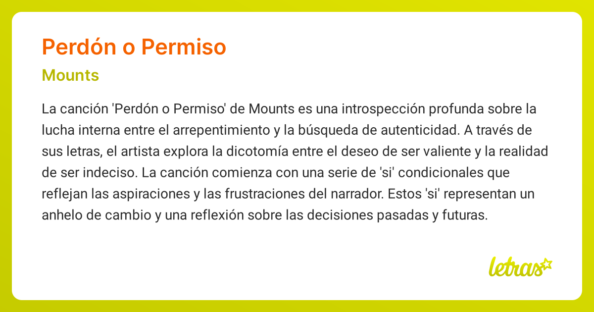 Significado de la canción PERDÓN O PERMISO (Mounts) - LETRAS.COM