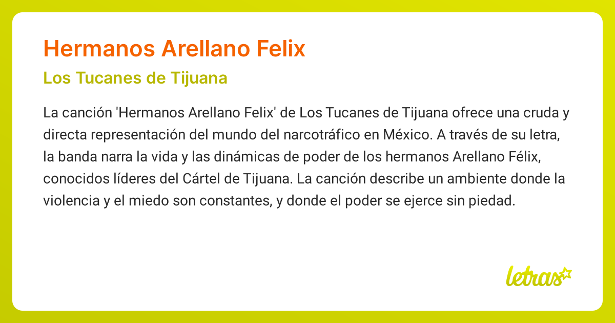 Significado de la canción HERMANOS ARELLANO FELIX (Los Tucanes de ...