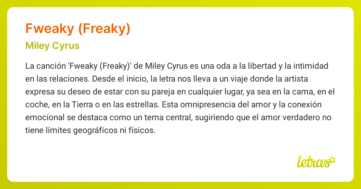 Significado de la canción FWEAKY (FREAKY) (Miley Cyrus) - LETRAS.COM
