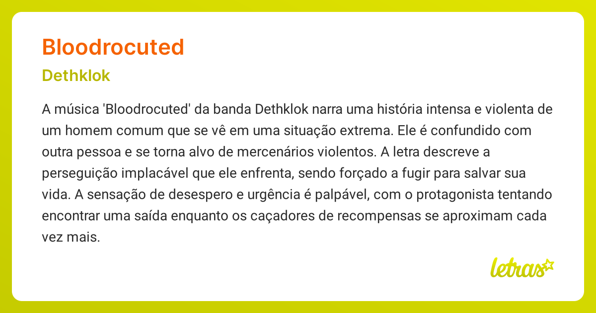 Significado da música BLOODROCUTED (Dethklok) - LETRAS.MUS.BR