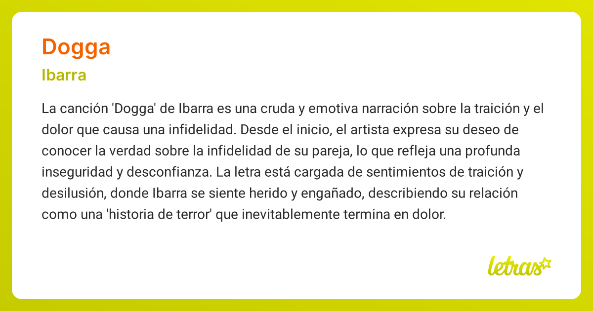 Significado de la canción DOGGA (Ibarra) - LETRAS.COM