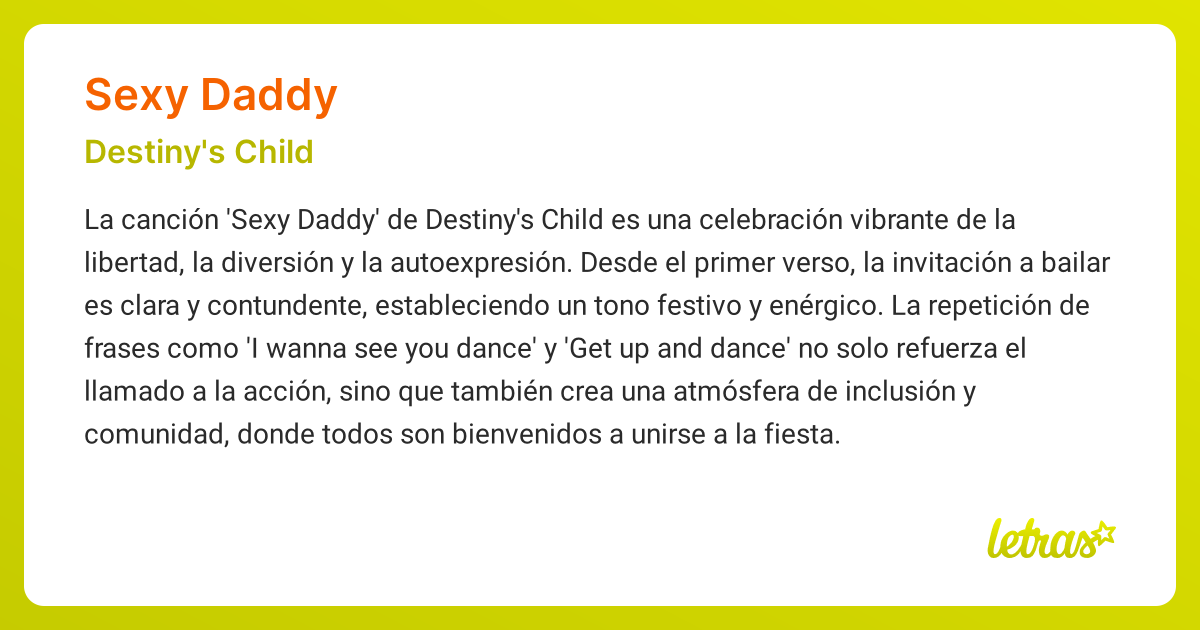 Significado de la canción SEXY DADDY (Destiny's Child) - LETRAS.COM