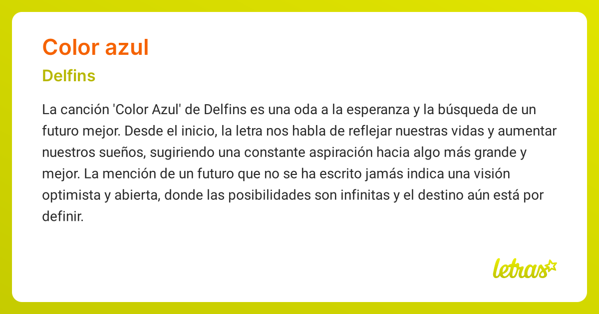 Significado de la canción COLOR AZUL (Delfins) - LETRAS.COM